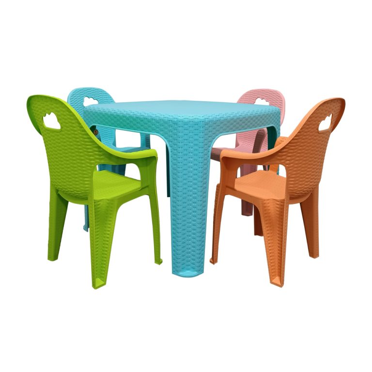 Kit Mesa Cuadrada con 4 Sillas tipo Rattan - Shopeame