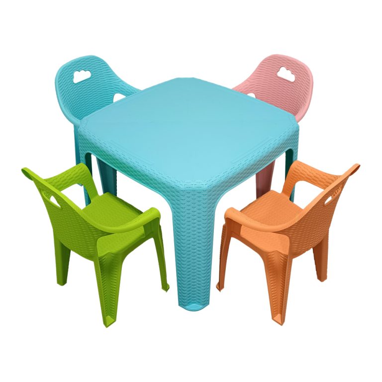 Kit Mesa Cuadrada con 4 Sillas tipo Rattan - Shopeame